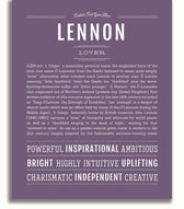 Lennon Personalized Name Meaning Art Prints – Name Stories