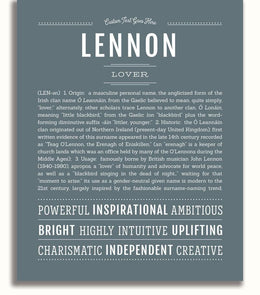 Lennon (male) | Name Art Print – Name Stories