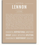 Lennon Personalized Name Meaning Art Prints – Name Stories