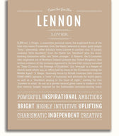 Lennon Personalized Name Meaning Art Prints – Name Stories