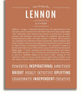 Lennon Personalized Name Meaning Art Prints – Name Stories