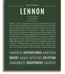 Lennon Personalized Name Meaning Art Prints – Name Stories