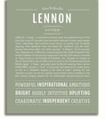 Lennon (male) | Name Art Print – Name Stories