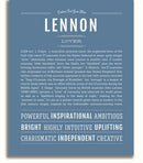 Lennon Personalized Name Meaning Art Prints – Name Stories
