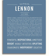 Lennon Personalized Name Meaning Art Prints – Name Stories