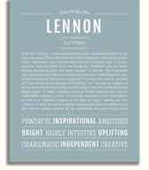 Lennon Personalized Name Meaning Art Prints – Name Stories