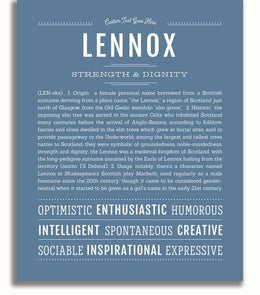 Lennox Personalized Name Meaning Art Prints – Name Stories