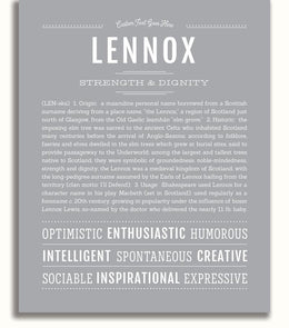 Lennox Personalized Name Meaning Art Prints – Name Stories