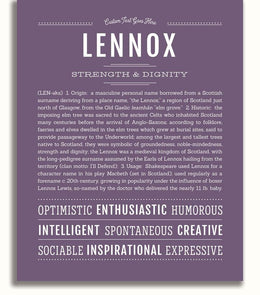 Lennox Personalized Name Meaning Art Prints – Name Stories