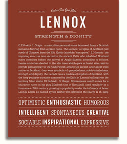 Lennox Personalized Name Meaning Art Prints – Name Stories