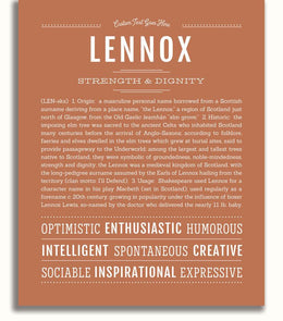 Lennox Personalized Name Meaning Art Prints – Name Stories
