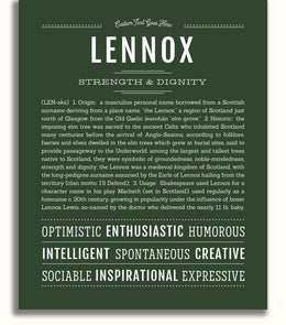 Lennox Personalized Name Meaning Art Prints – Name Stories