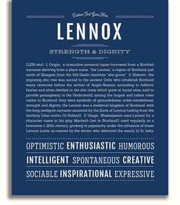 Lennox Personalized Name Meaning Art Prints – Name Stories