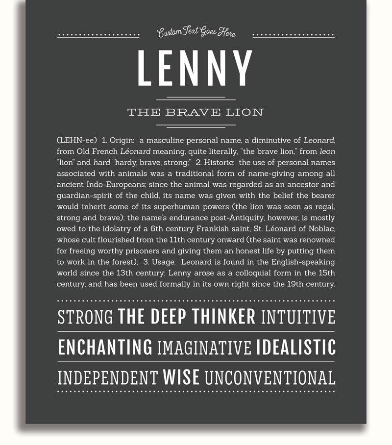 Lenny Personalized Name Meaning Art Prints – Name Stories