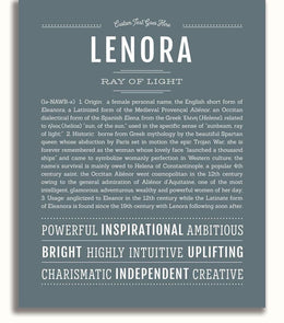 Lenora Personalized Name Meaning Art Prints – Name Stories