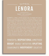 Lenora Personalized Name Meaning Art Prints – Name Stories