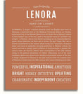 Lenora Personalized Name Meaning Art Prints – Name Stories