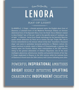 Lenora Personalized Name Meaning Art Prints – Name Stories