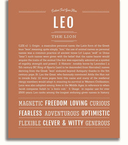 Leo Personalized Name Meaning Art Prints – Name Stories