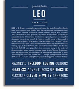 Leo Personalized Name Meaning Art Prints – Name Stories