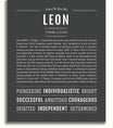 Leon Personalized Name Meaning Art Prints – Name Stories