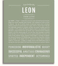Leon Personalized Name Meaning Art Prints – Name Stories