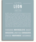 Leon Personalized Name Meaning Art Prints – Name Stories