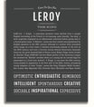 Leroy Personalized Name Meaning Art Prints – Name Stories