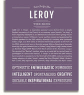 Leroy Personalized Name Meaning Art Prints – Name Stories