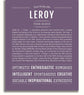 Leroy Personalized Name Meaning Art Prints – Name Stories