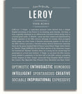 Leroy Personalized Name Meaning Art Prints – Name Stories