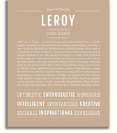 Leroy Personalized Name Meaning Art Prints – Name Stories