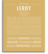 Leroy Personalized Name Meaning Art Prints – Name Stories