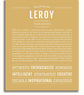 Leroy Personalized Name Meaning Art Prints – Name Stories