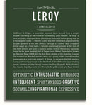 Leroy Personalized Name Meaning Art Prints – Name Stories