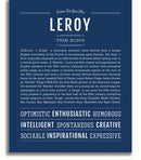 Leroy Personalized Name Meaning Art Prints – Name Stories