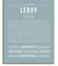 Leroy Personalized Name Meaning Art Prints – Name Stories