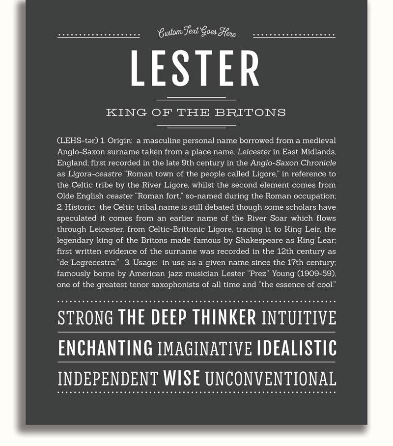 Lester Personalized Name Meaning Art Prints – Name Stories