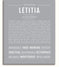 Letitia Personalized Name Meaning Art Prints – Name Stories