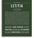 Letitia Personalized Name Meaning Art Prints – Name Stories