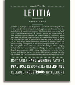 Letitia | Name Art Print – Name Stories