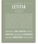 Letitia Personalized Name Meaning Art Prints – Name Stories