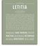 Letitia Personalized Name Meaning Art Prints – Name Stories