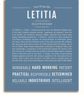 Letitia Personalized Name Meaning Art Prints – Name Stories