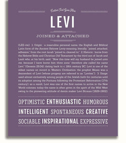 Levi Personalized Name Meaning Art Prints – Name Stories