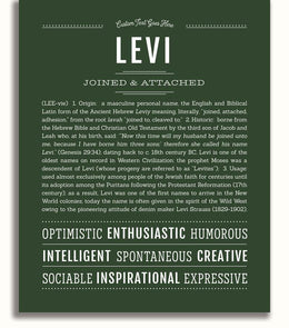 Levi Personalized Name Meaning Art Prints – Name Stories