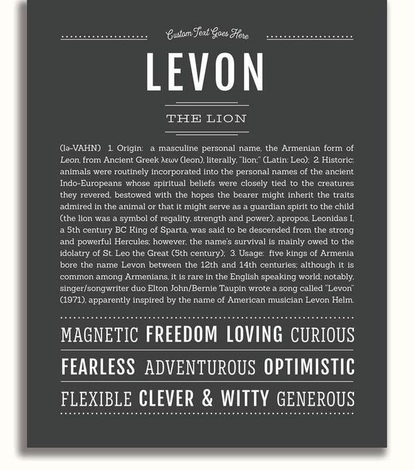 Levon | Name Art Print - Personalized Custom Gifts – Name Stories