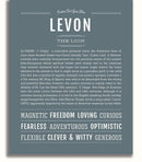 Levon Personalized Name Meaning Art Prints – Name Stories