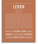 Levon Personalized Name Meaning Art Prints – Name Stories