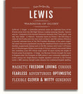 Lewis Personalized Name Meaning Art Prints – Name Stories